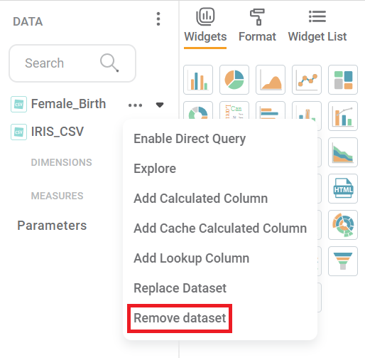 Removing Dataset From Rubisight